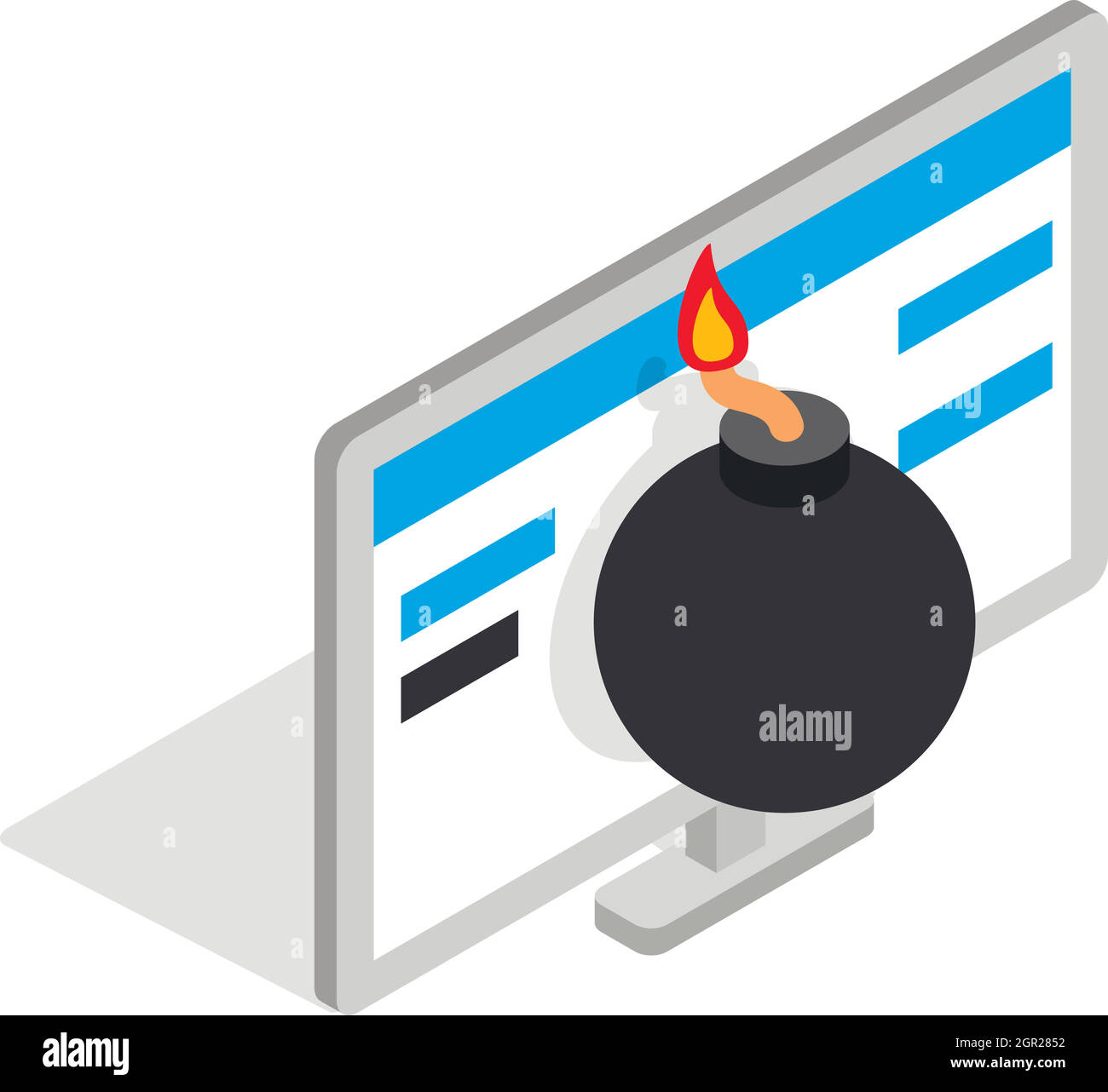Bomb and computer monitor icon, isometric 3d style Stock Vector Image ...