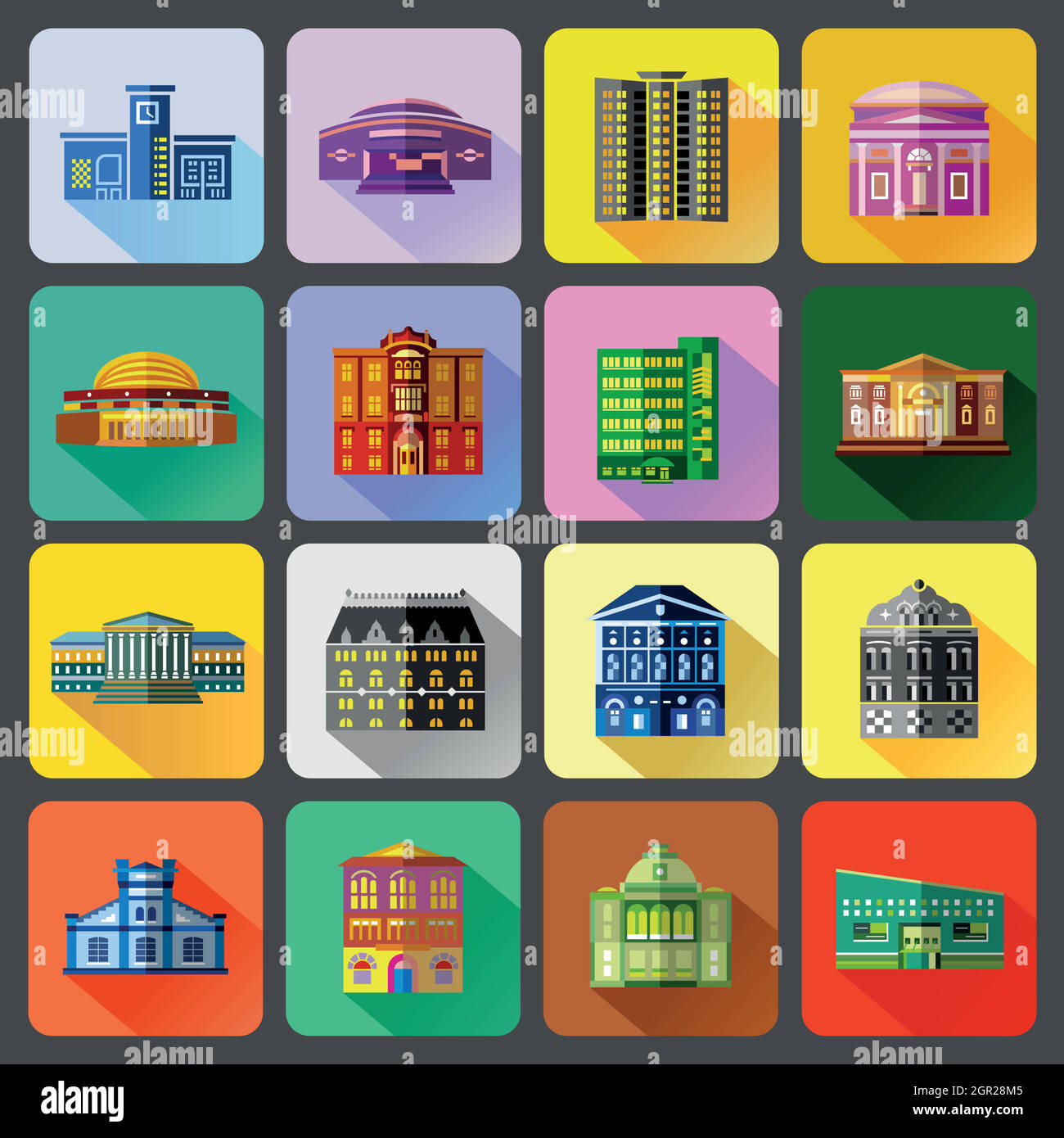 Public buildings icons set, flat style Stock Vector Image & Art - Alamy