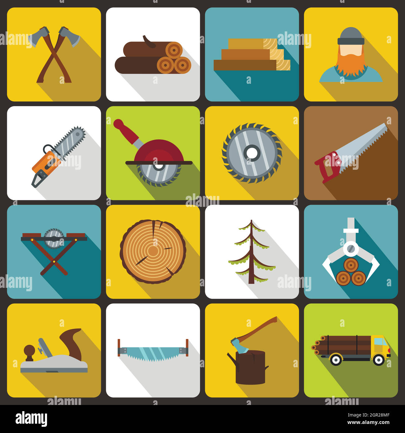 Timber industry icons set, flat style Stock Vector Image & Art - Alamy