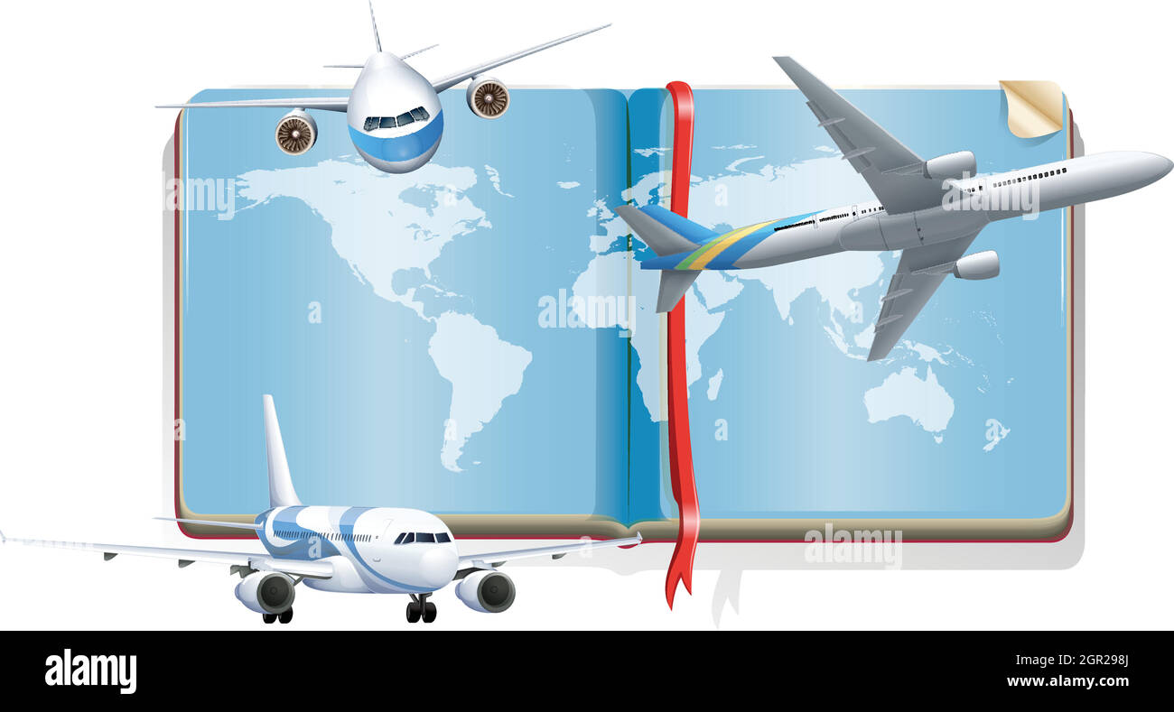 Book with airplanes flying in the sky Stock Vector Image & Art - Alamy