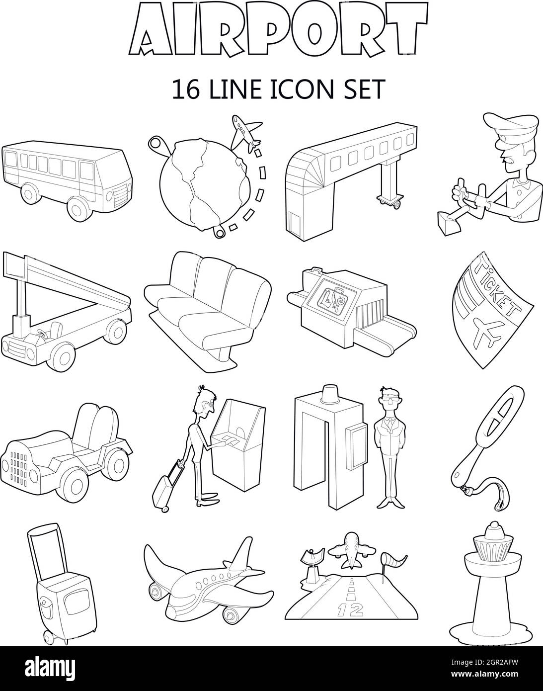 Travel outline icons passport hi-res stock photography and images - Alamy