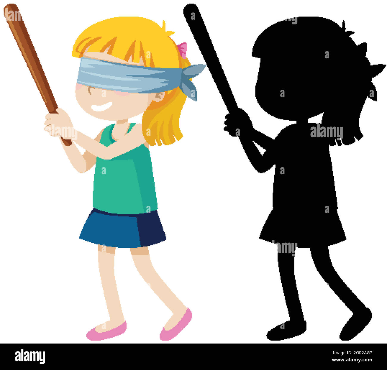 Blind kids with stick Stock Vector Images - Alamy