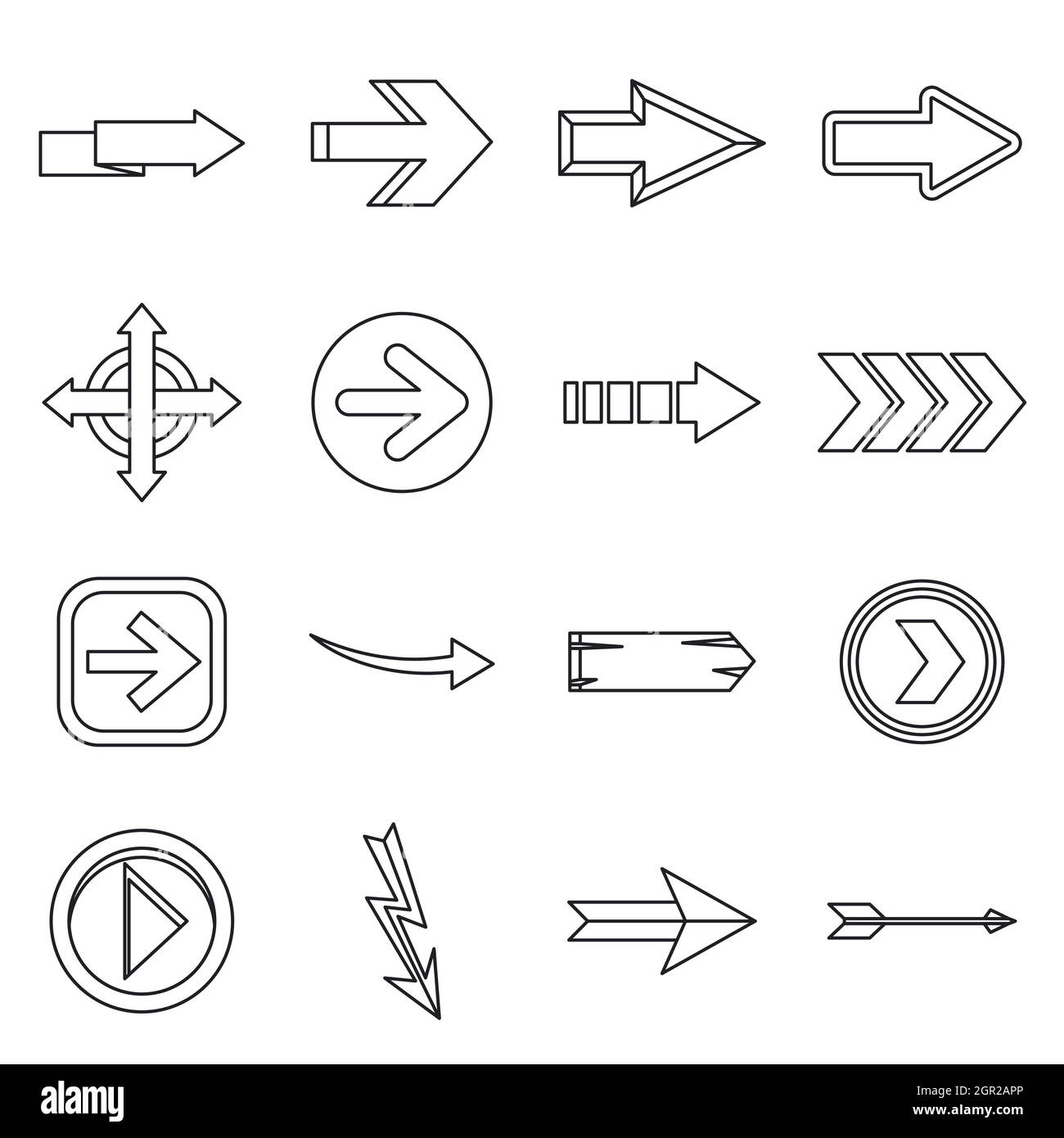 Arrow icons set, outline style Stock Vector Image & Art - Alamy