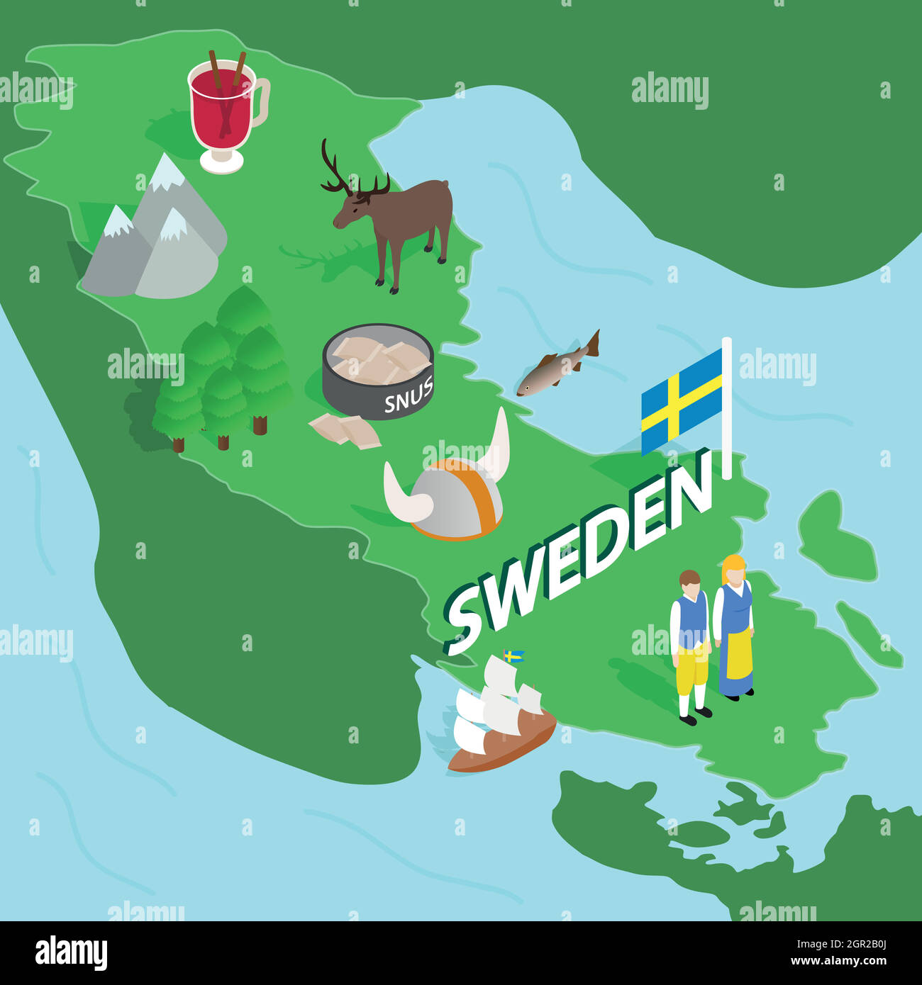 Sweden map, isometric 3d style Stock Vector Image & Art - Alamy