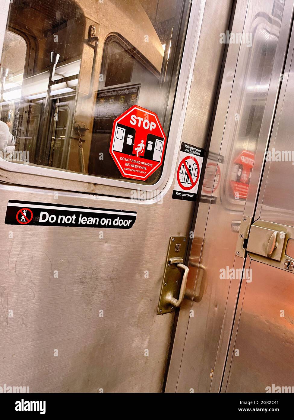 Sliding Connector Door, NYC Subway Train Car Interior, USA, 2021 Stock ...