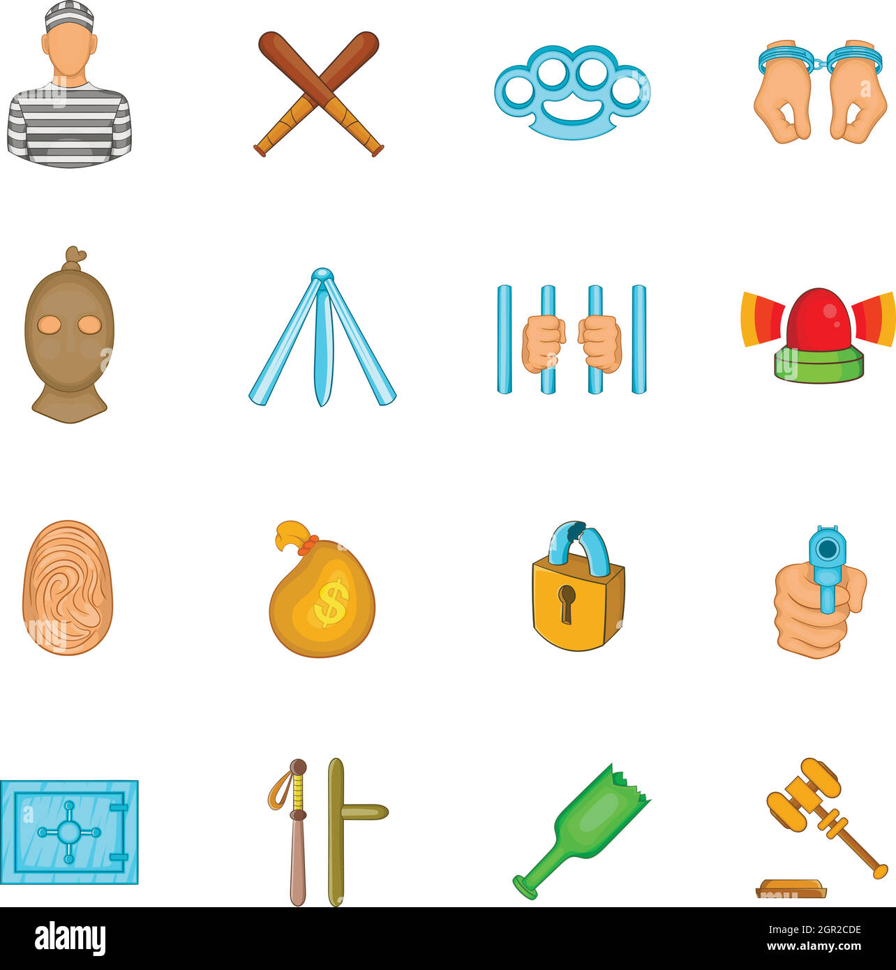 Crime icons set, cartoon style Stock Vector Image & Art - Alamy