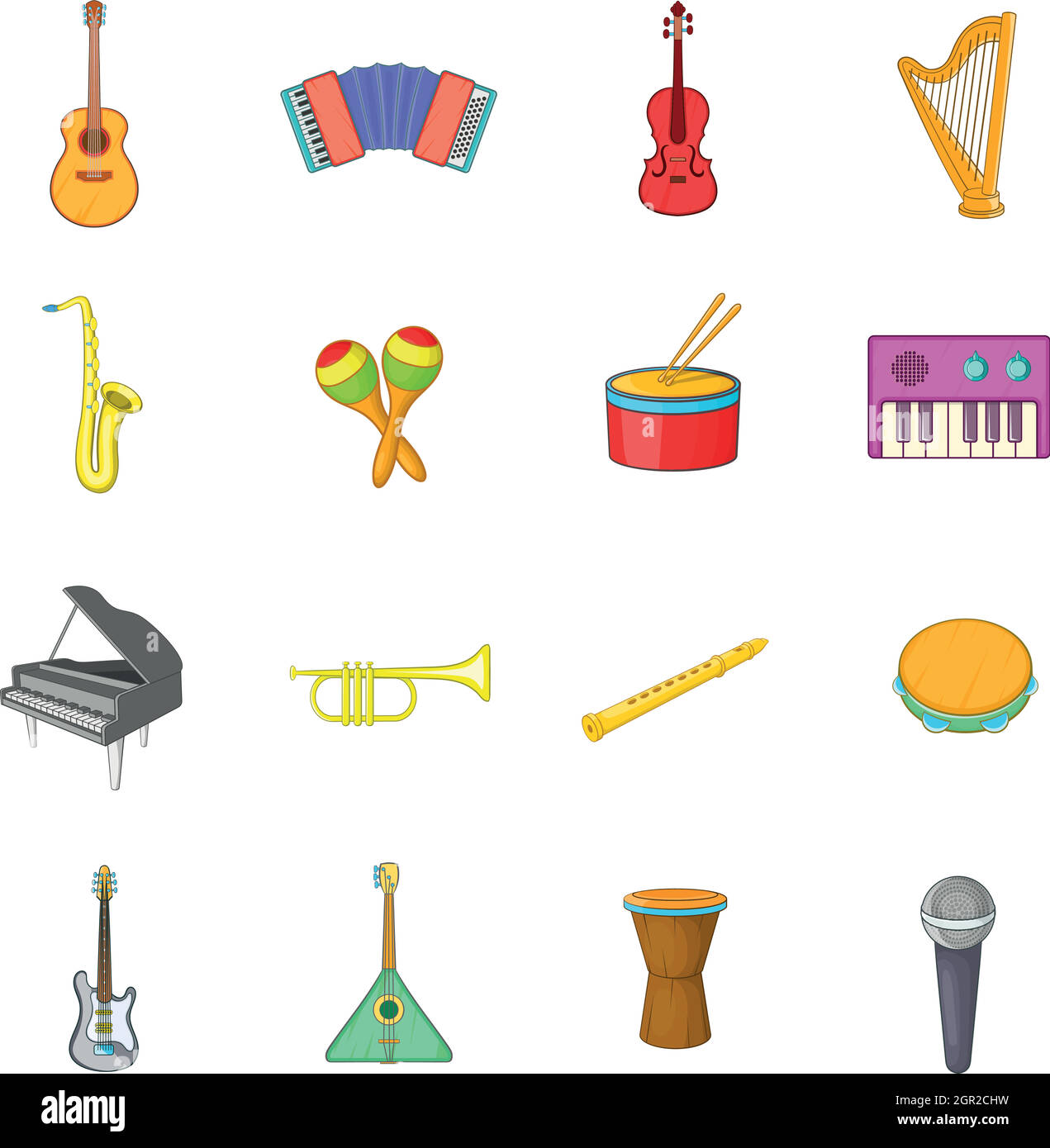 Musical instruments icons set, cartoon style Stock Vector Image & Art ...