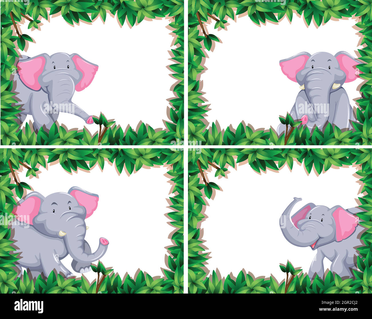 cute elephant set of four Stock Vector Image & Art - Alamy
