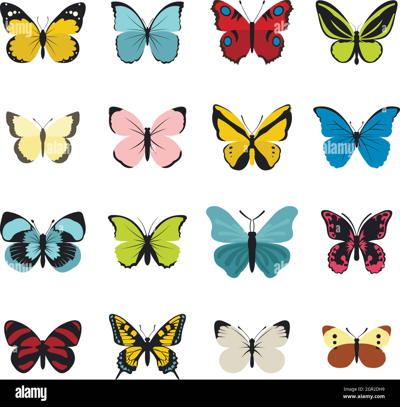 Butterfly icons set, flat style Stock Vector Image & Art - Alamy