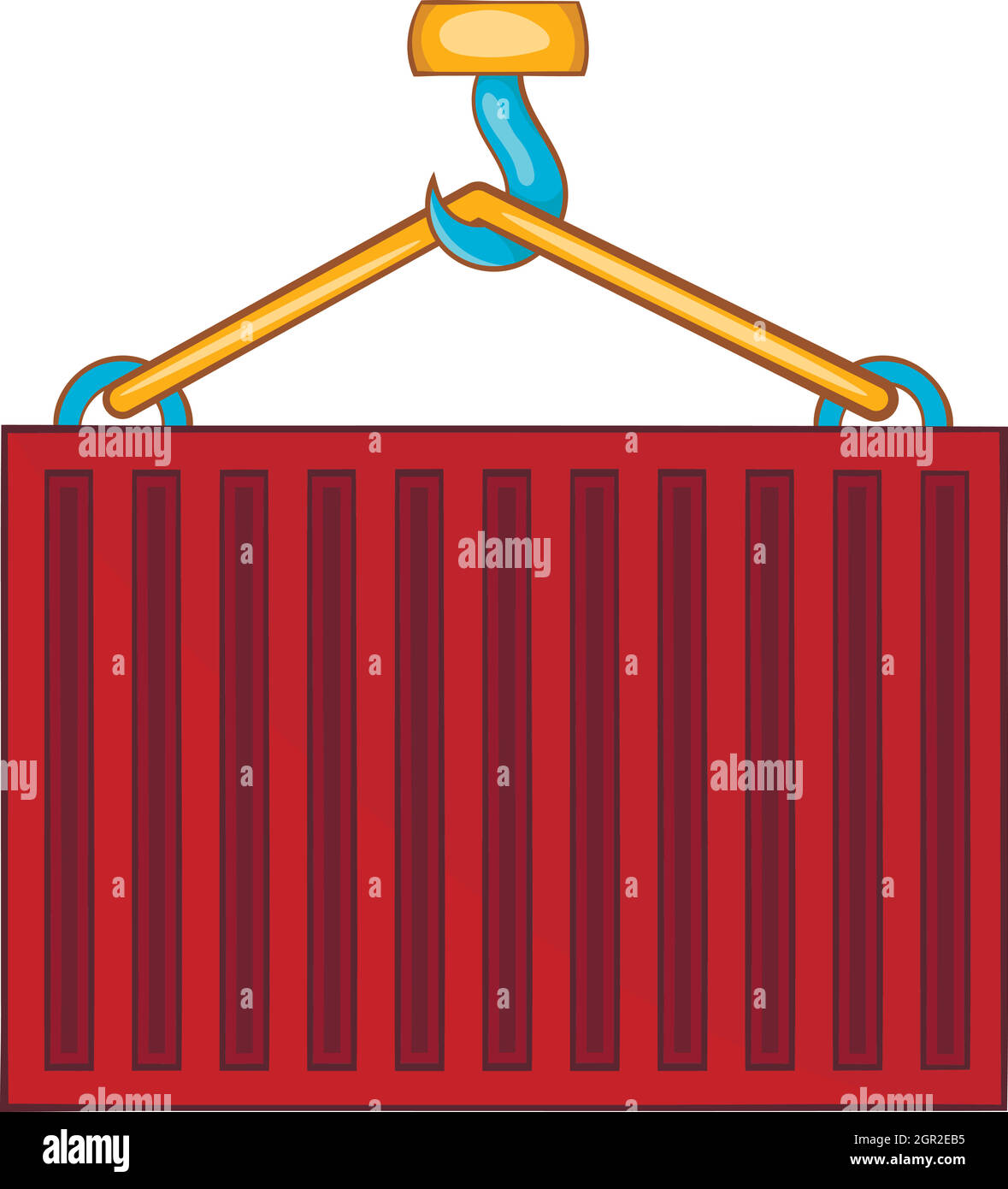 Crane lifts red container icon, cartoon style Stock Vector Image & Art ...
