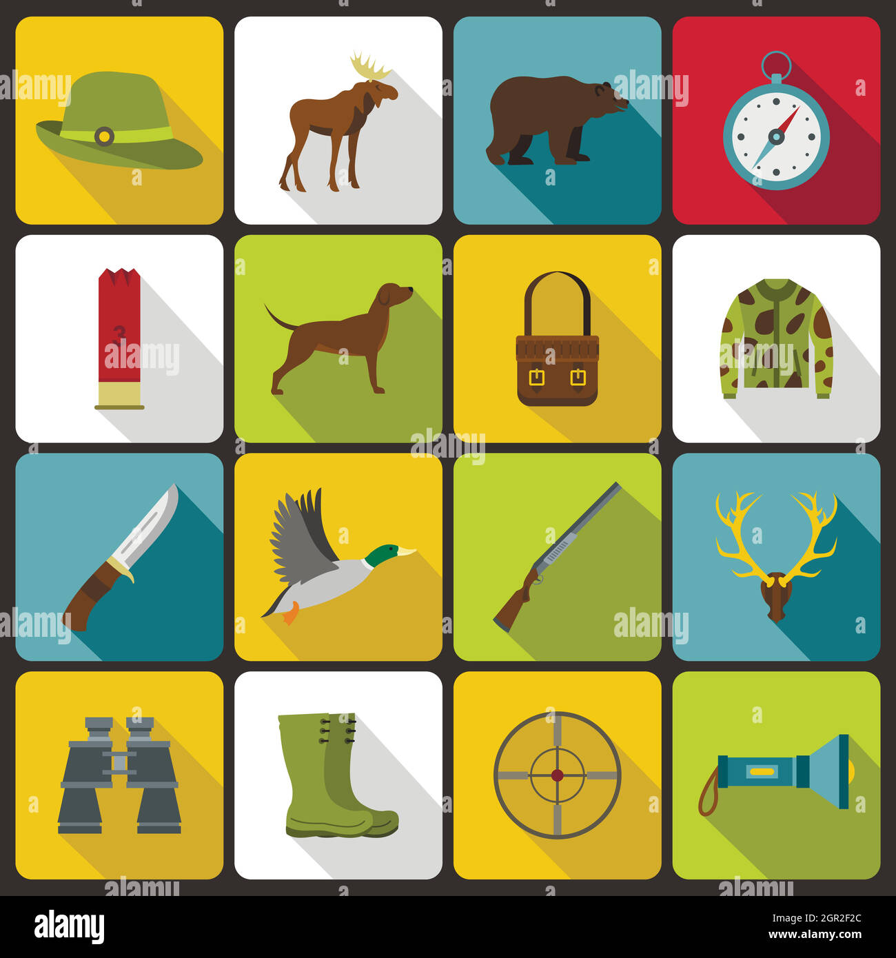 Hunting icons set in flat style Stock Vector Image & Art - Alamy