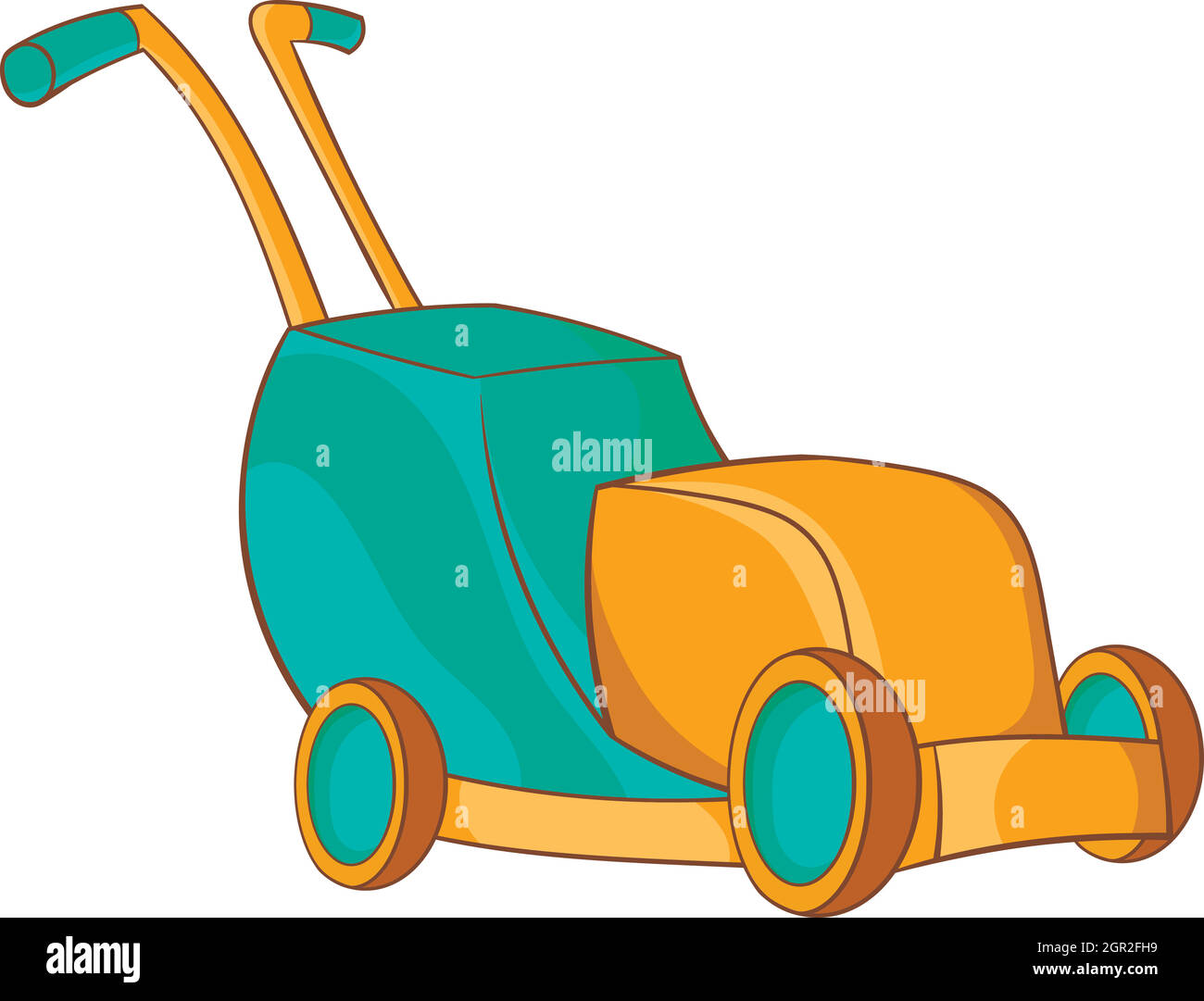 Lawn mower in garden gardener Stock Vector Images - Alamy