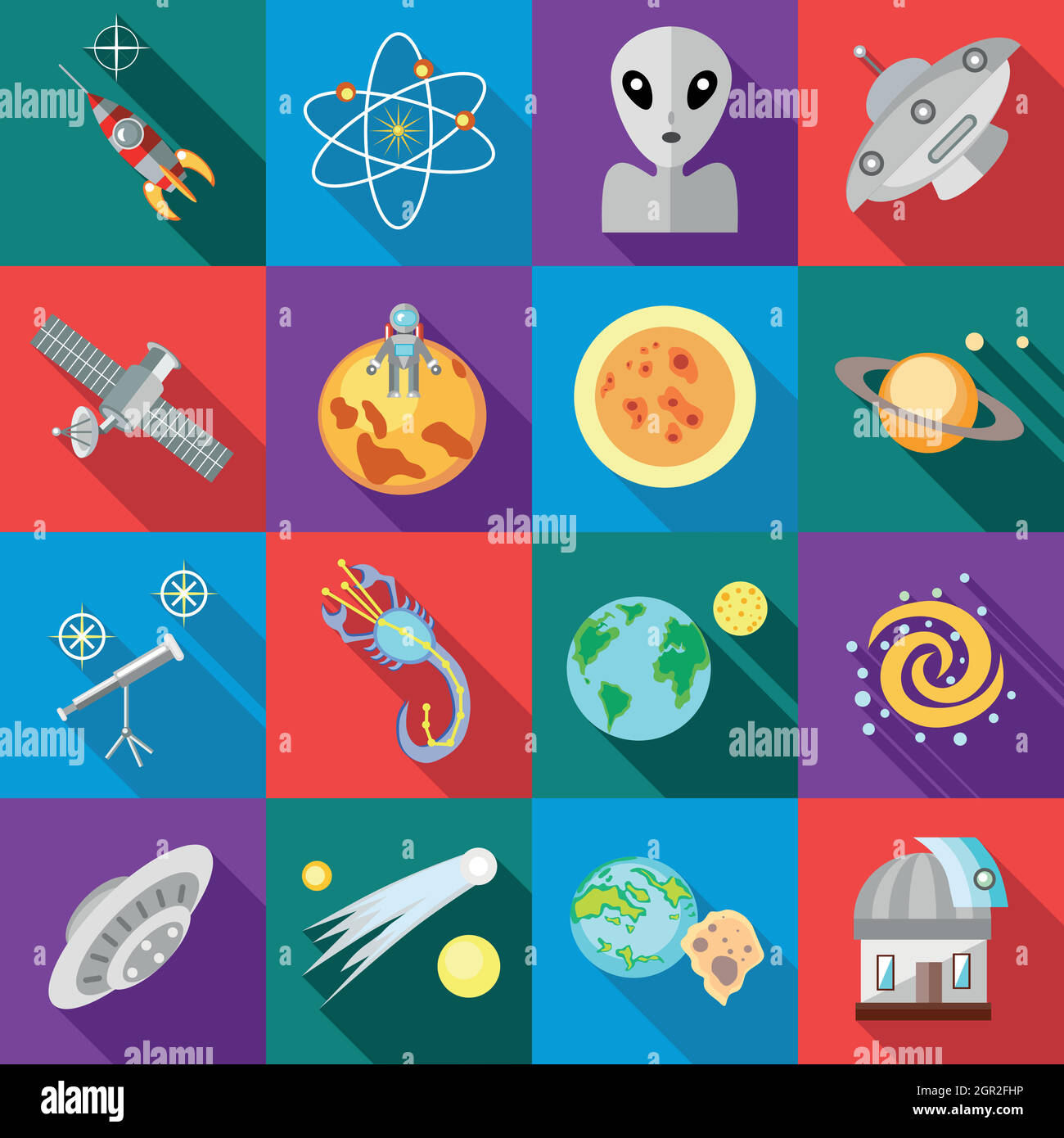 Space Icons Set Flat Style Stock Vector Image And Art Alamy