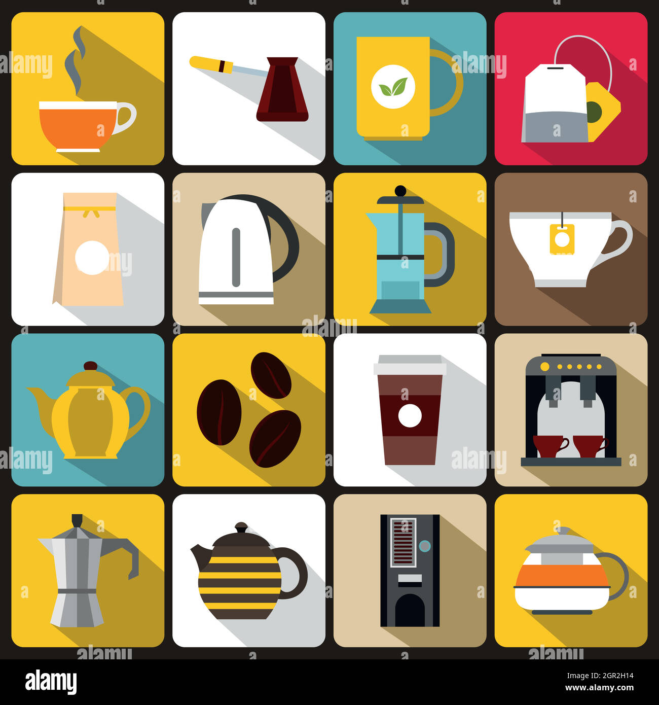 Tea and coffee icons set, flat style Stock Vector Image & Art - Alamy