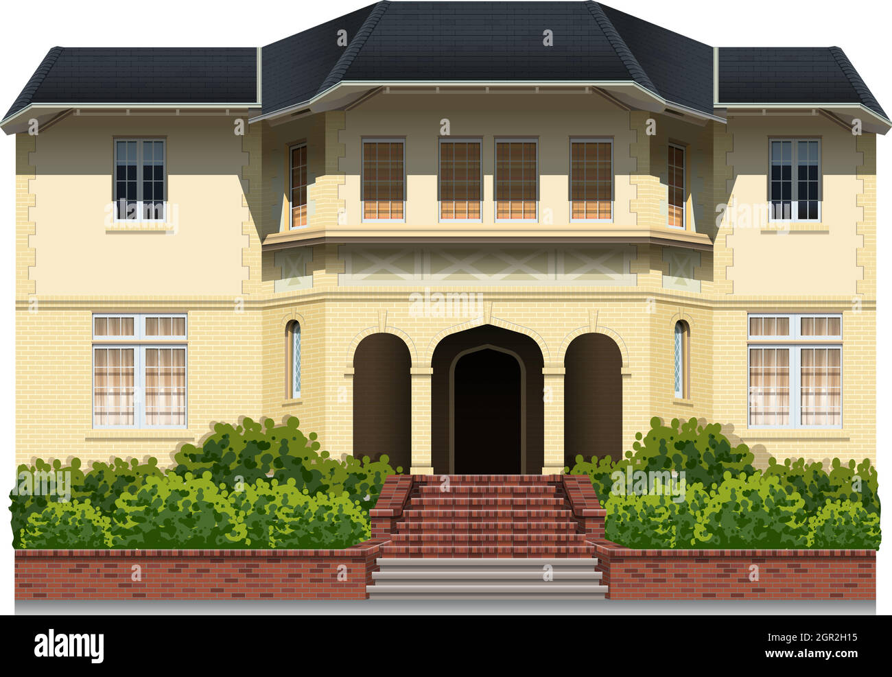 Wooden house with two windows Stock Vector Images - Alamy