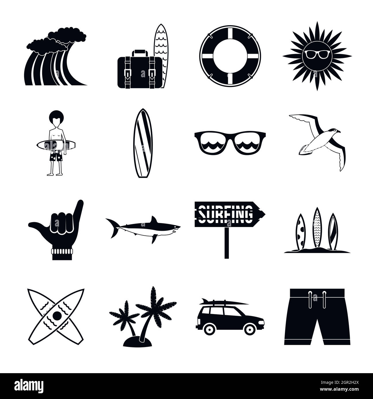 Surfing icons set, simple style Stock Vector Image & Art - Alamy