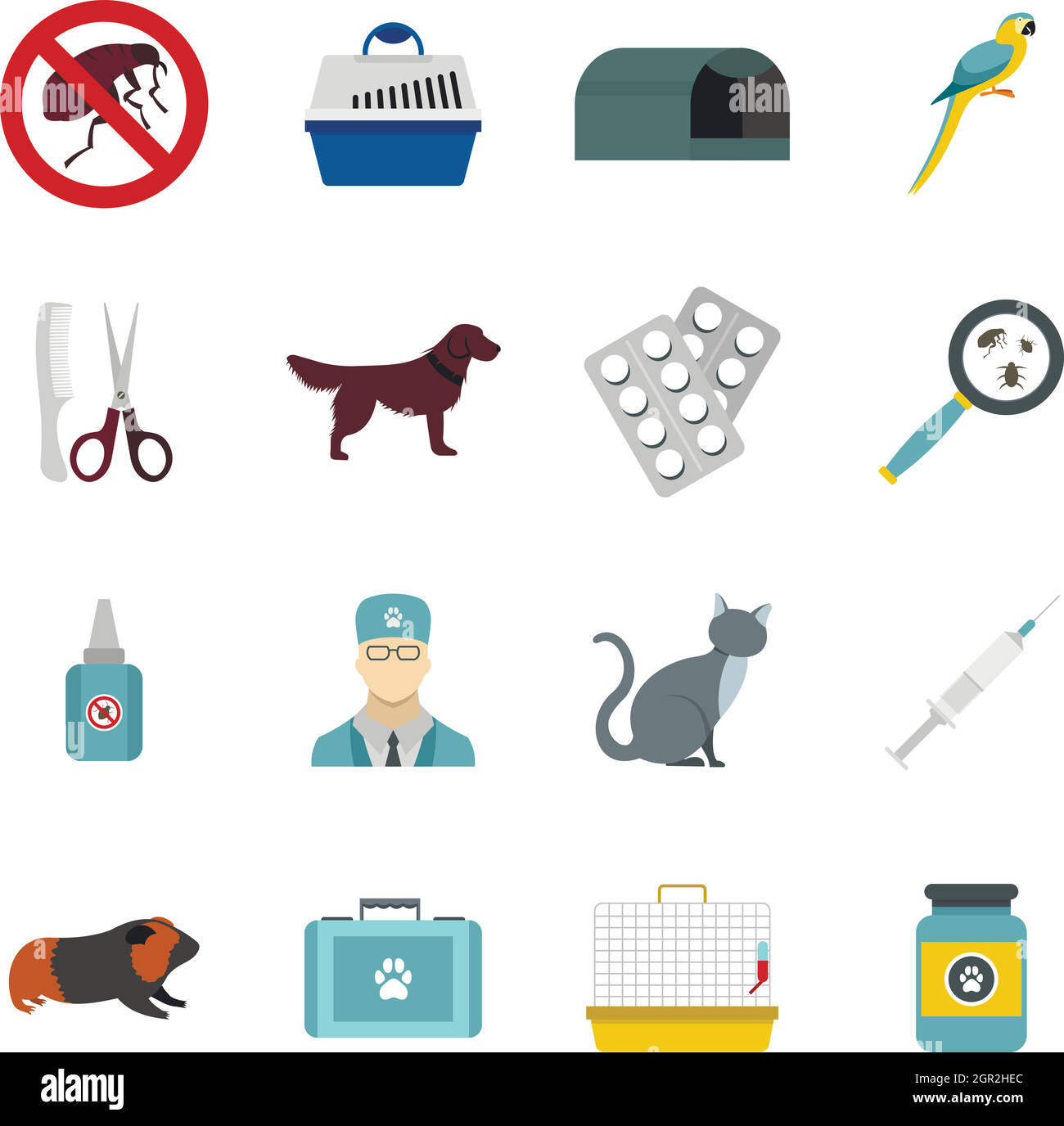 Veterinary icons set, flat style Stock Vector Image & Art - Alamy