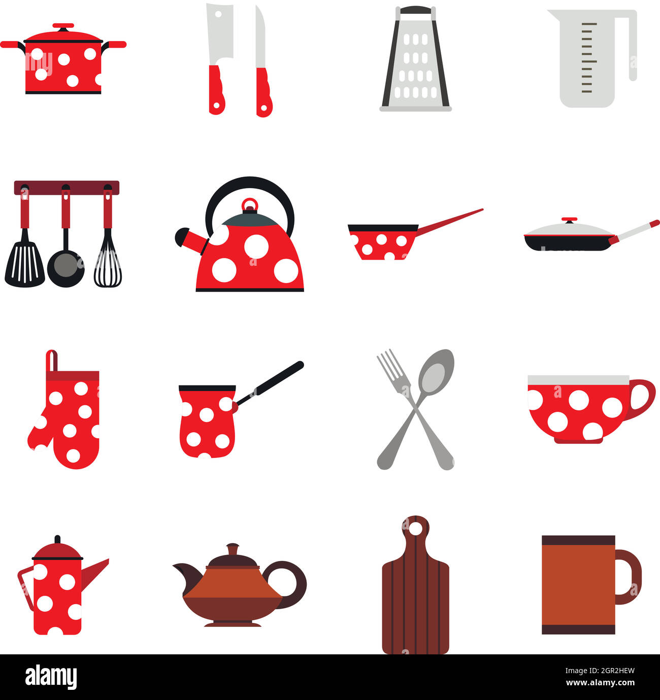 Kitchen tools and utensils icons, flat style Stock Vector Image & Art ...