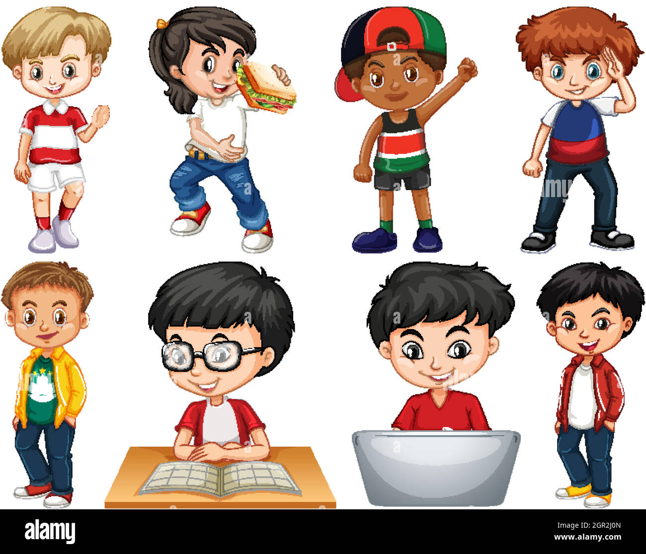 set of isolated children doing different activities Stock Vector Image ...