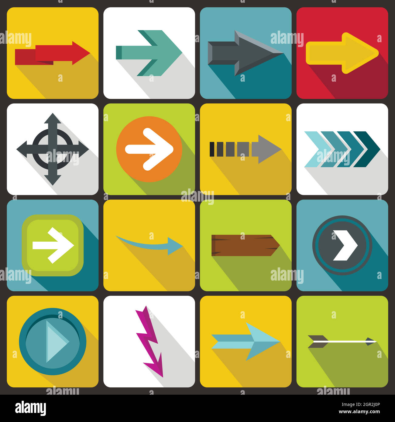 Arrow icons set, flat style Stock Vector Image & Art - Alamy
