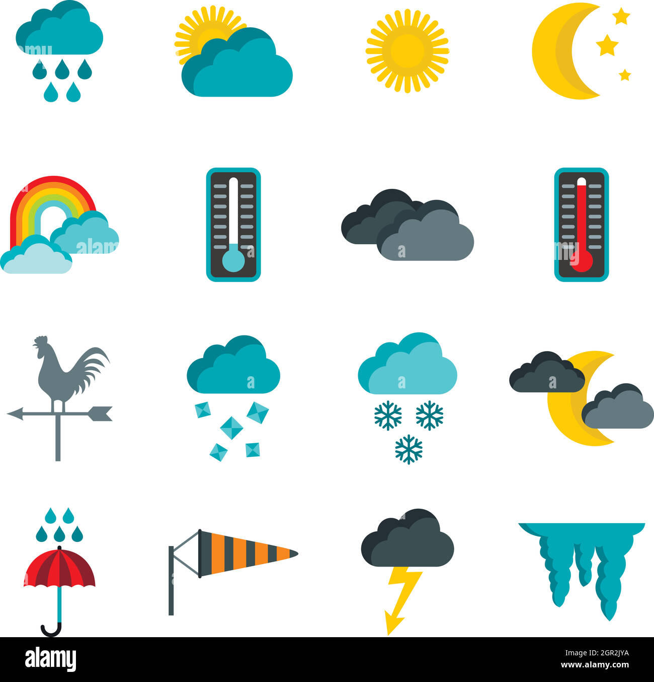 Weather icons set, flat style Stock Vector Image & Art - Alamy