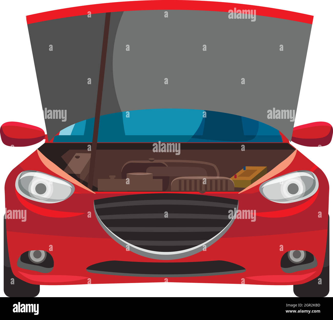 Red car with an open hood icon, cartoon style Stock Vector Image & Art ...