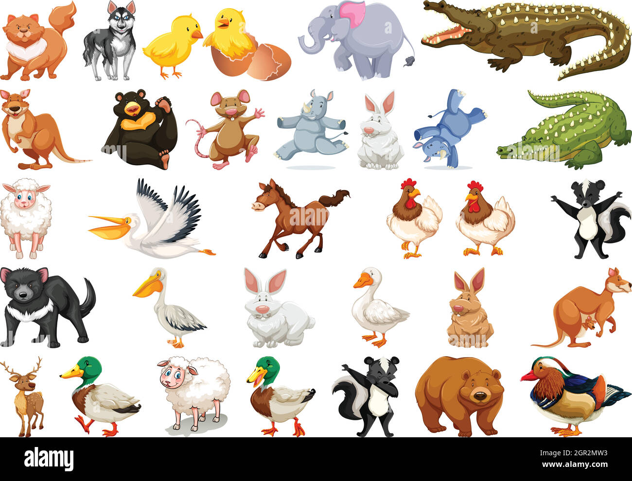 Diverse set of isolated animals on white Stock Vector Image & Art - Alamy