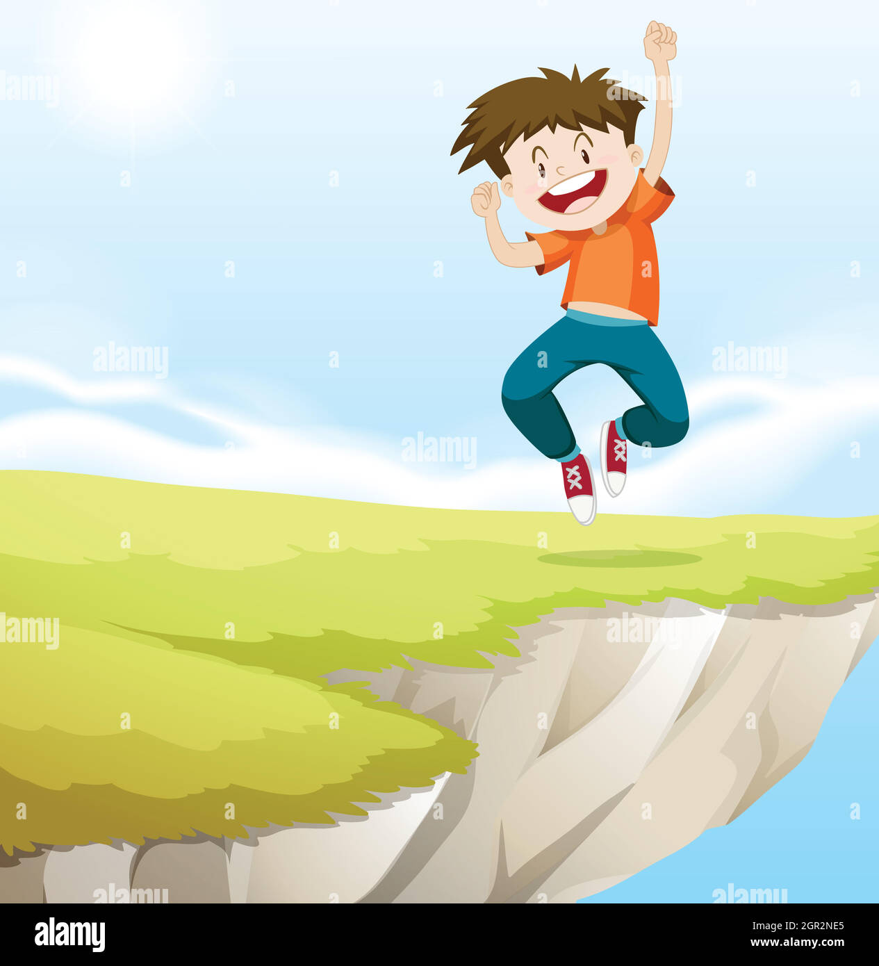 Cartoon illustration kid jumping on hi-res stock photography and images ...
