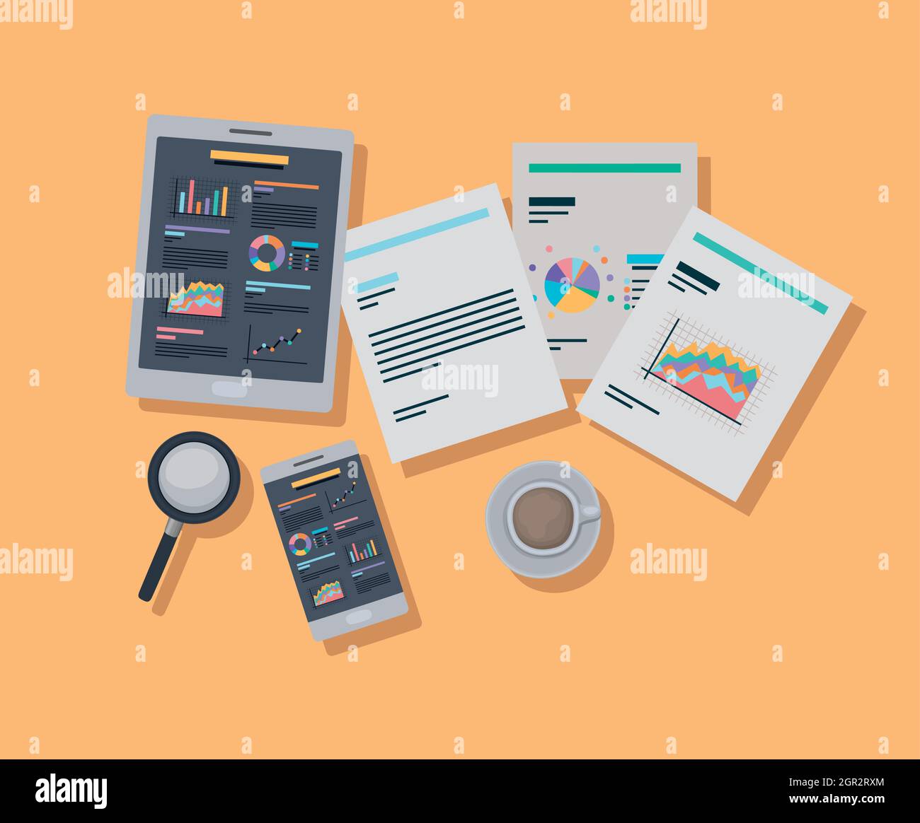 Business pie chart documents Stock Vector Images - Alamy