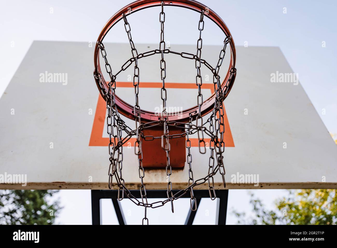 View From The Front Of A Park Basketball Hoop Stock Photo - Alamy