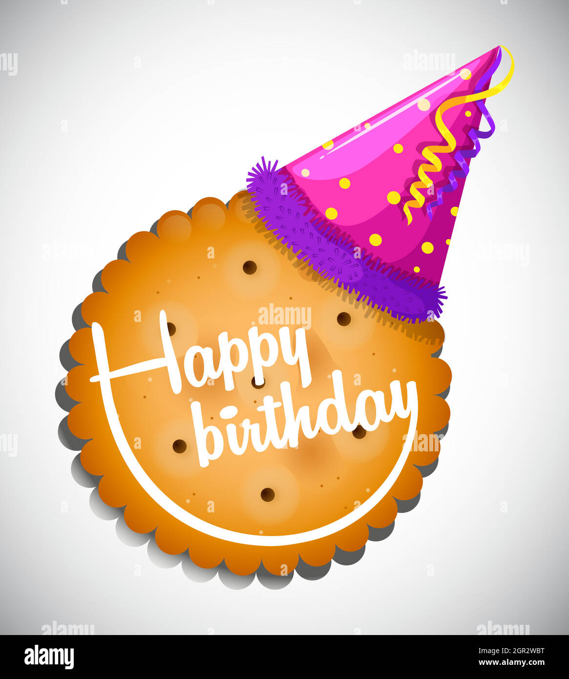 Happy Birthday card template with cookie and hat Stock Vector Image ...