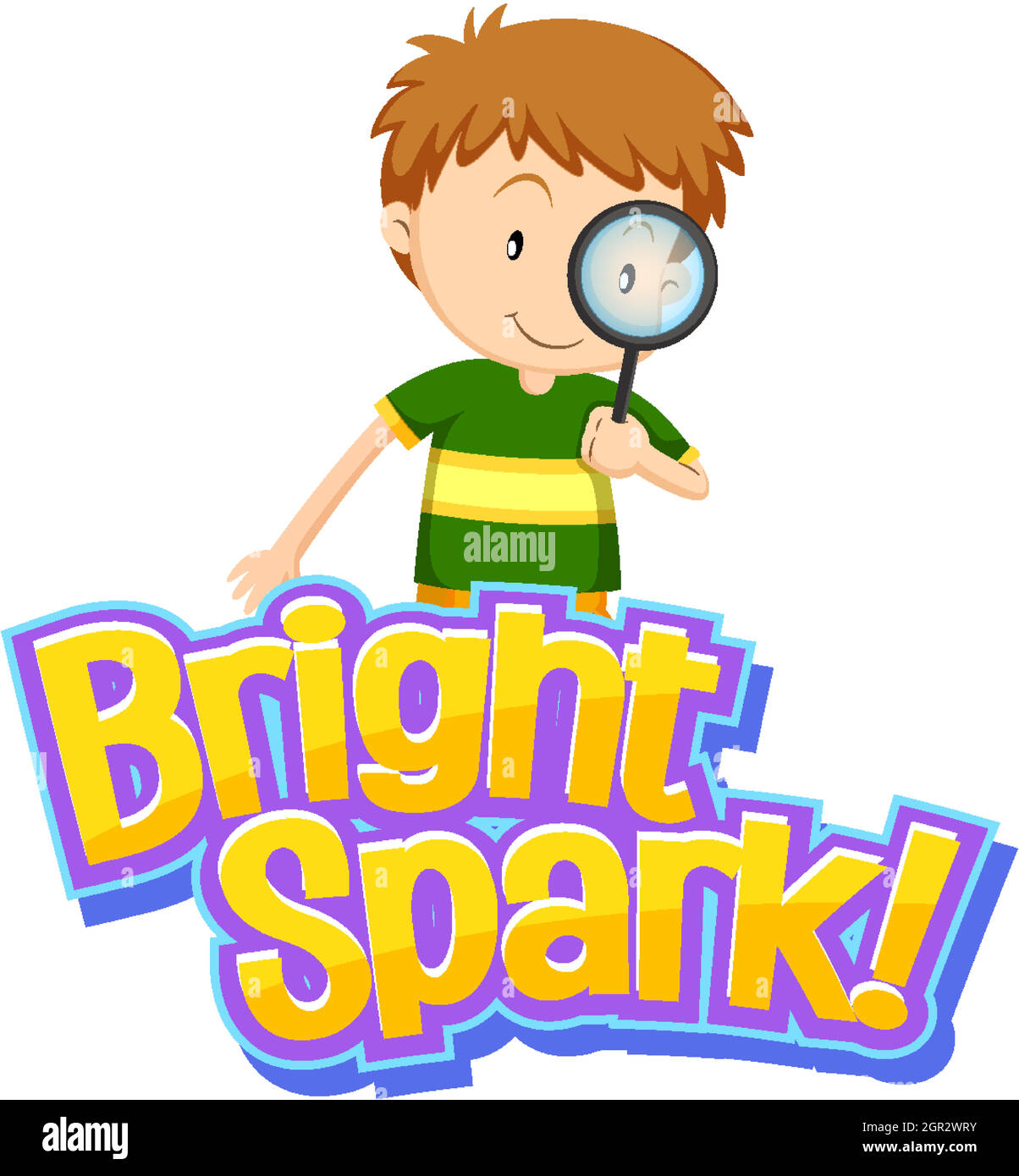 Font design for word bright spark with cute boy Stock Vector Image ...