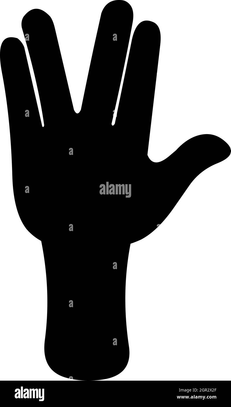 Vector illustration of a black silhouette of a hand doing the vulcan ...