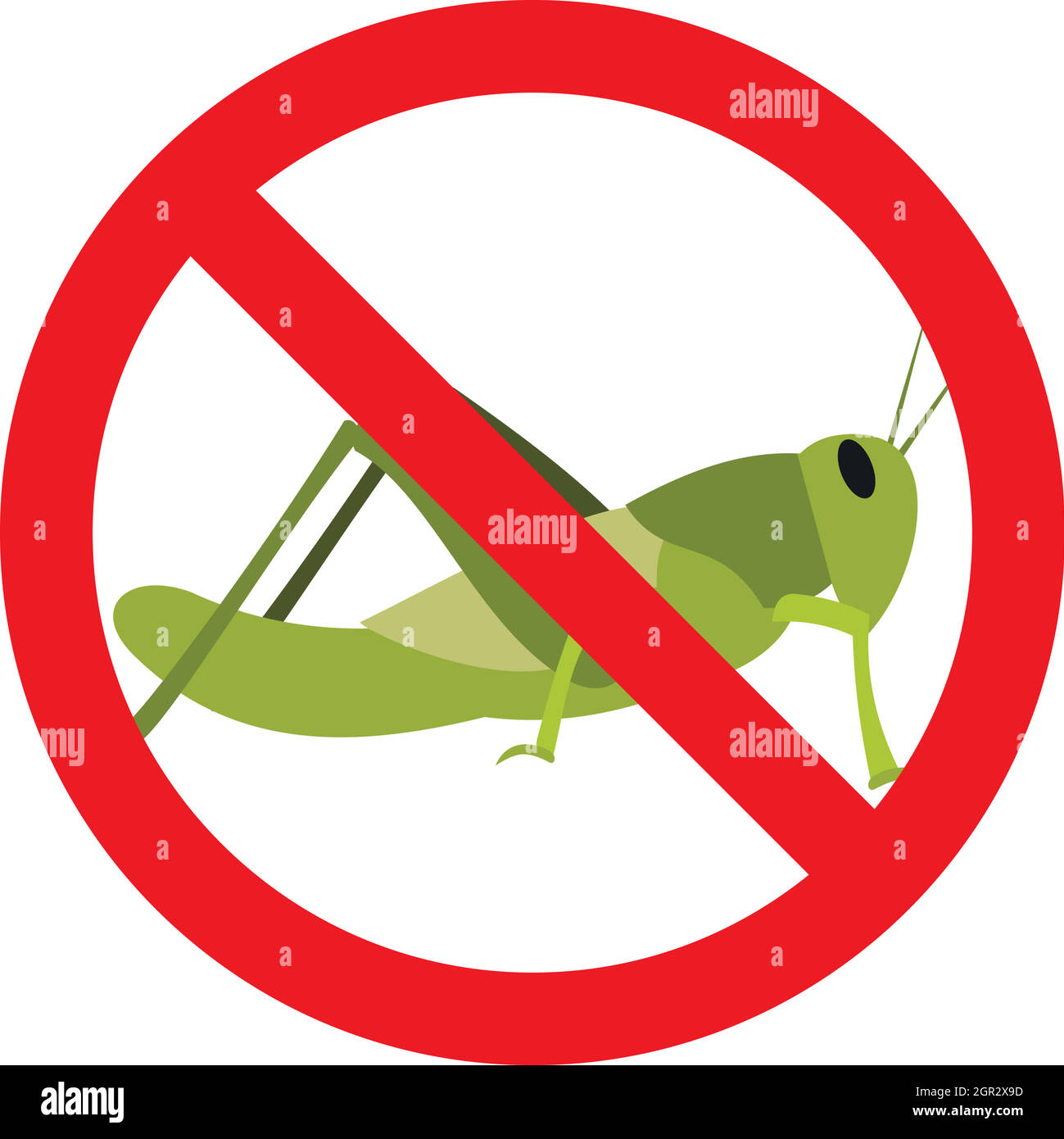 Prohibition sign grasshoppers icon, flat style Stock Vector Image & Art ...