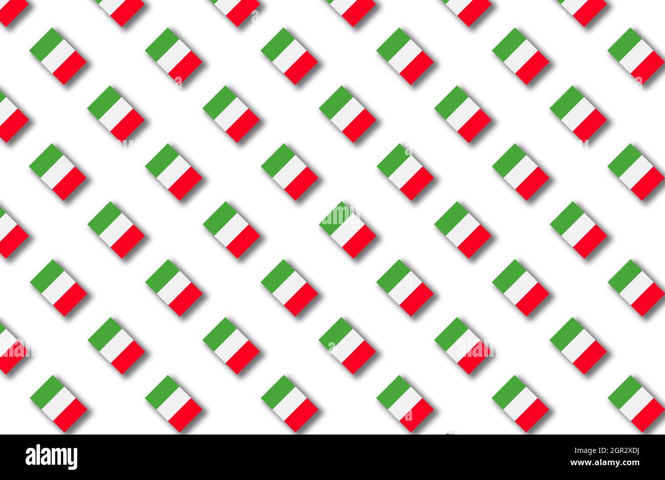 Seamless pattern of the flags of Italy in diagonal rows on a white ...