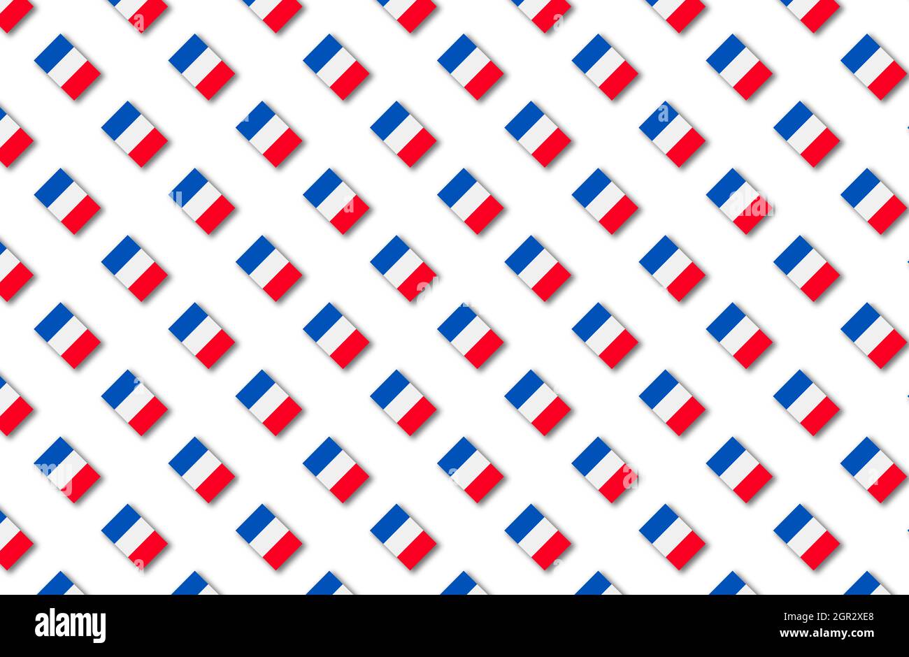 Seamless pattern of the flags of France in diagonal rows on a white ...