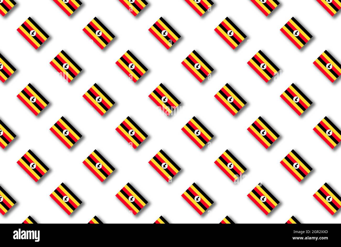 Seamless pattern of the flags of Uganda in diagonal rows on a white background Stock Photo - Alamy