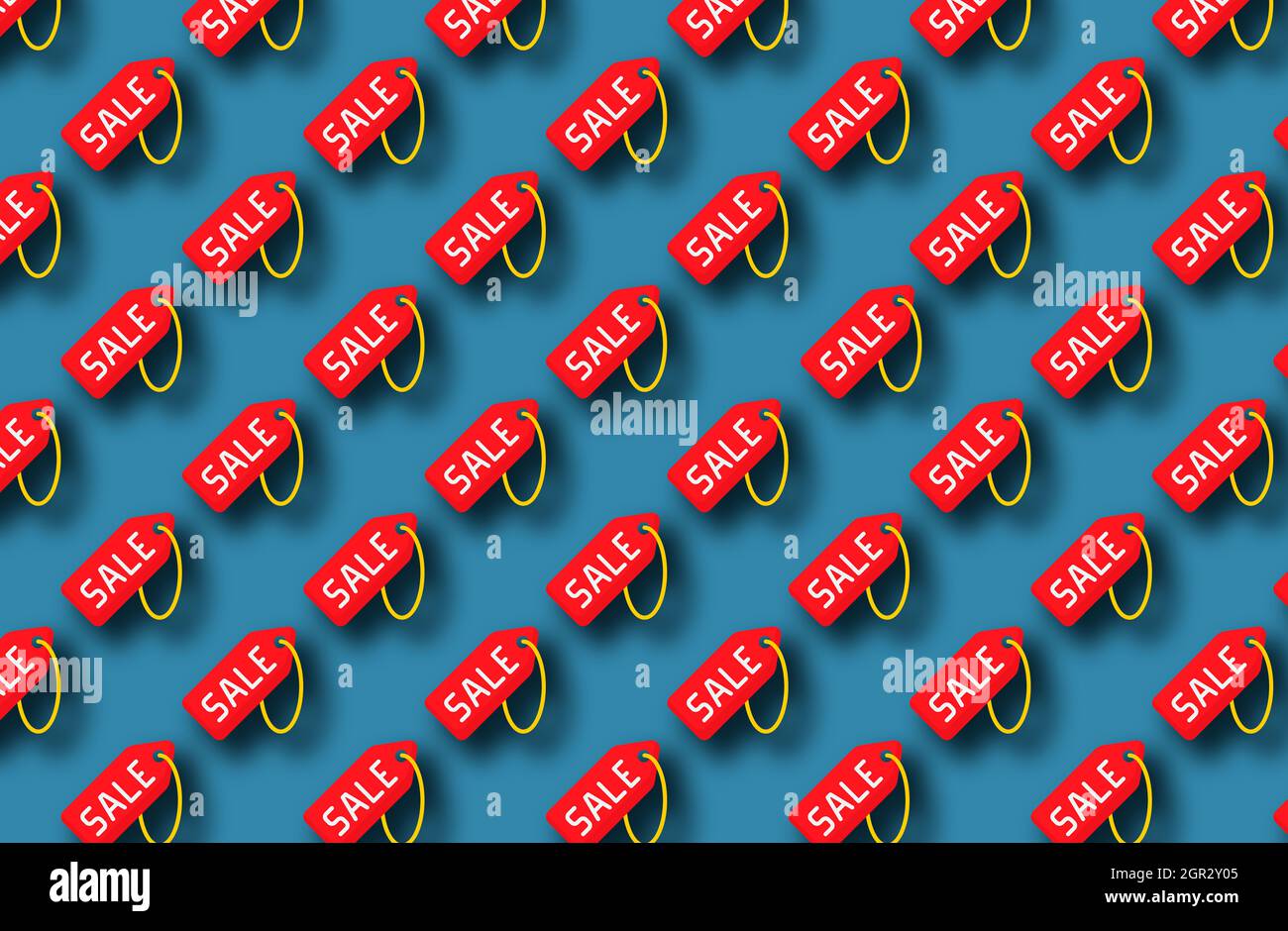 Illustration with sale label patterns on a blue surface - background or ...