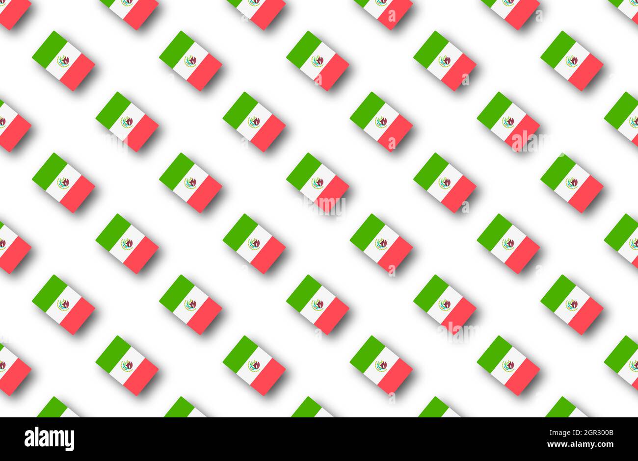 Illustration with Mexican flag seamless patterns - background or ...