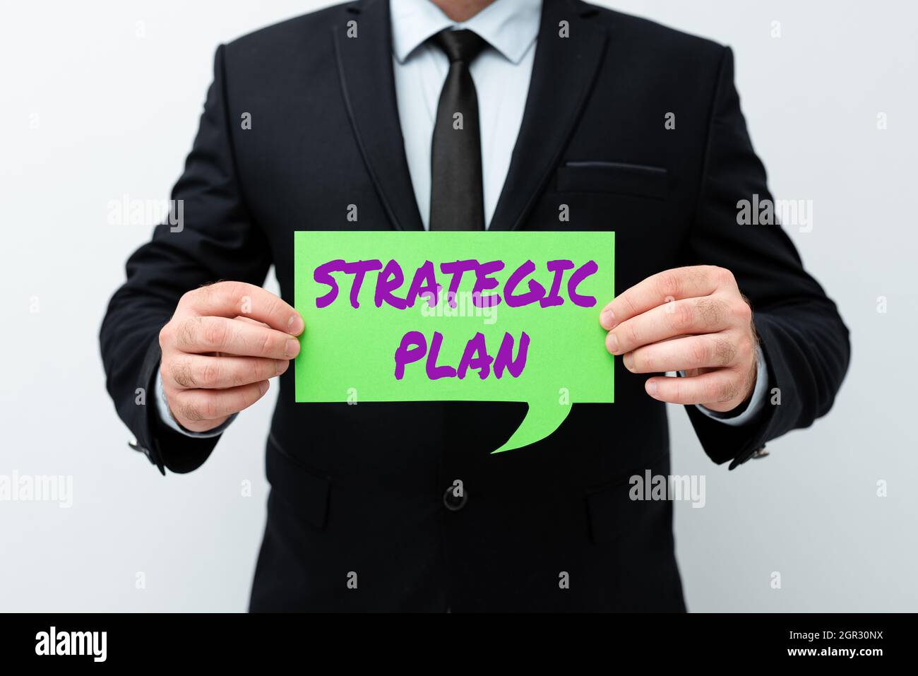 Text sign showing Strategic Plan. Business idea A process of defining ...
