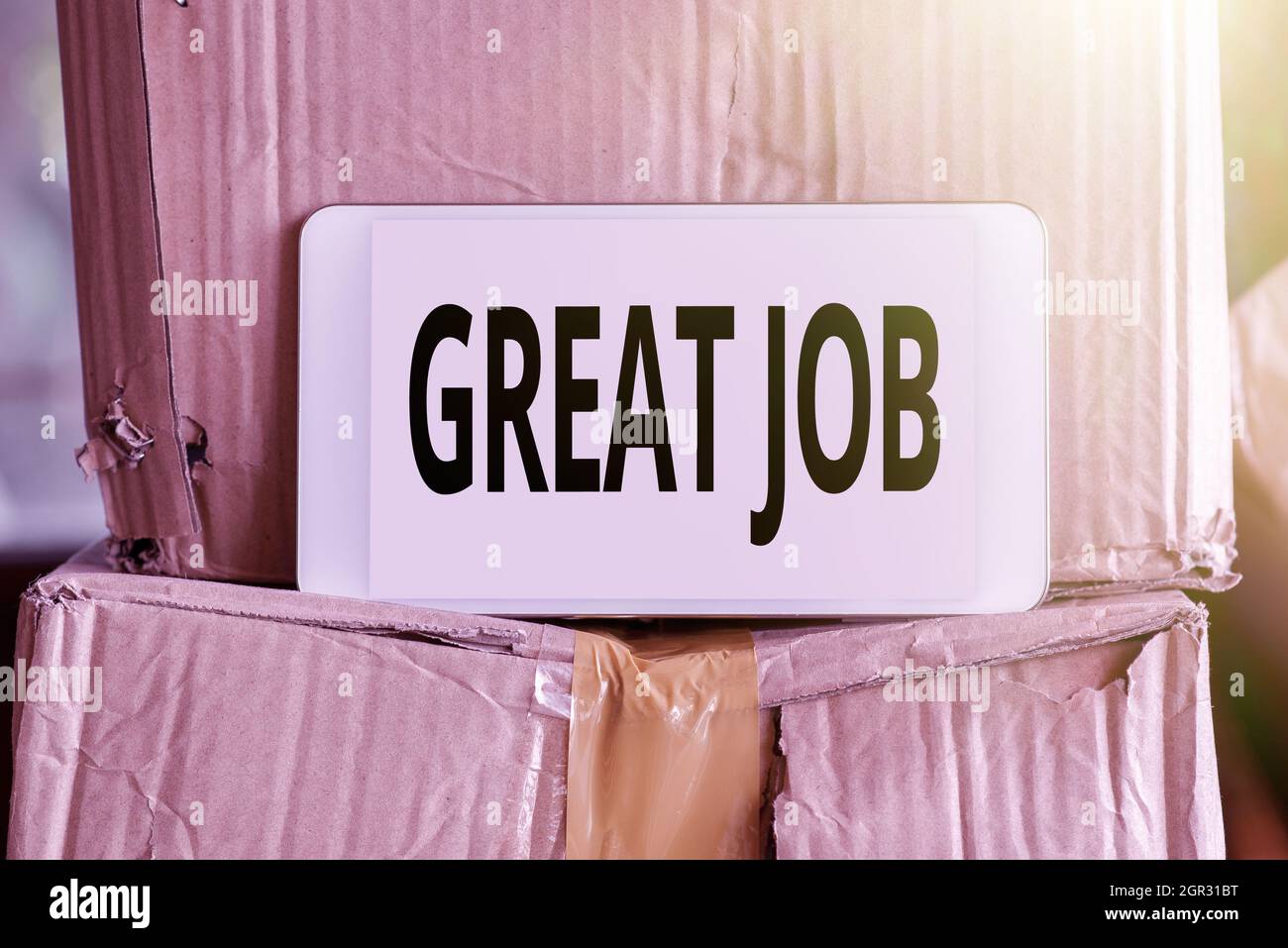 Hand writing sign Great Job. Business approach used praising someone ...