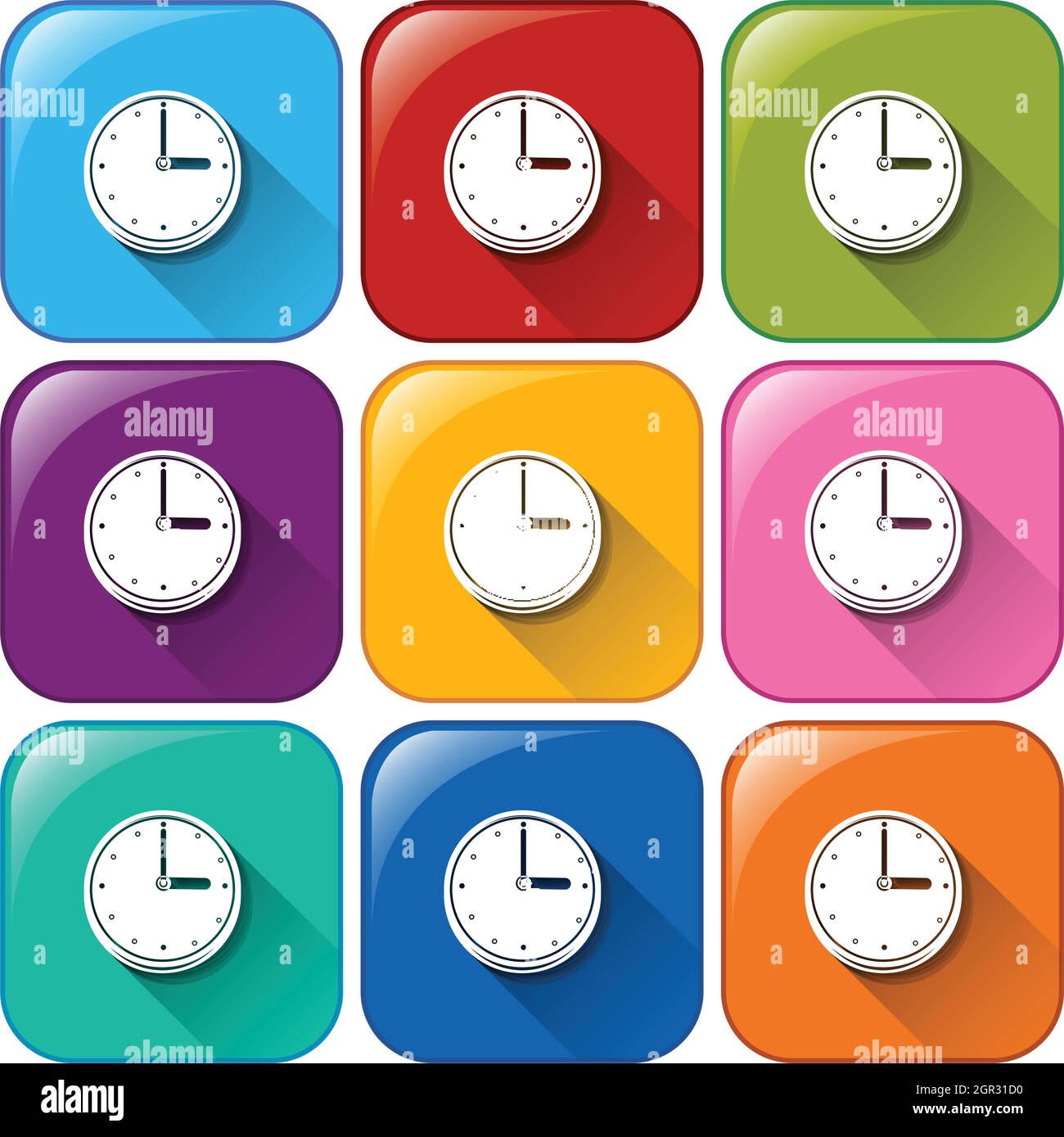 Rounded icons with clocks Stock Vector Image & Art - Alamy