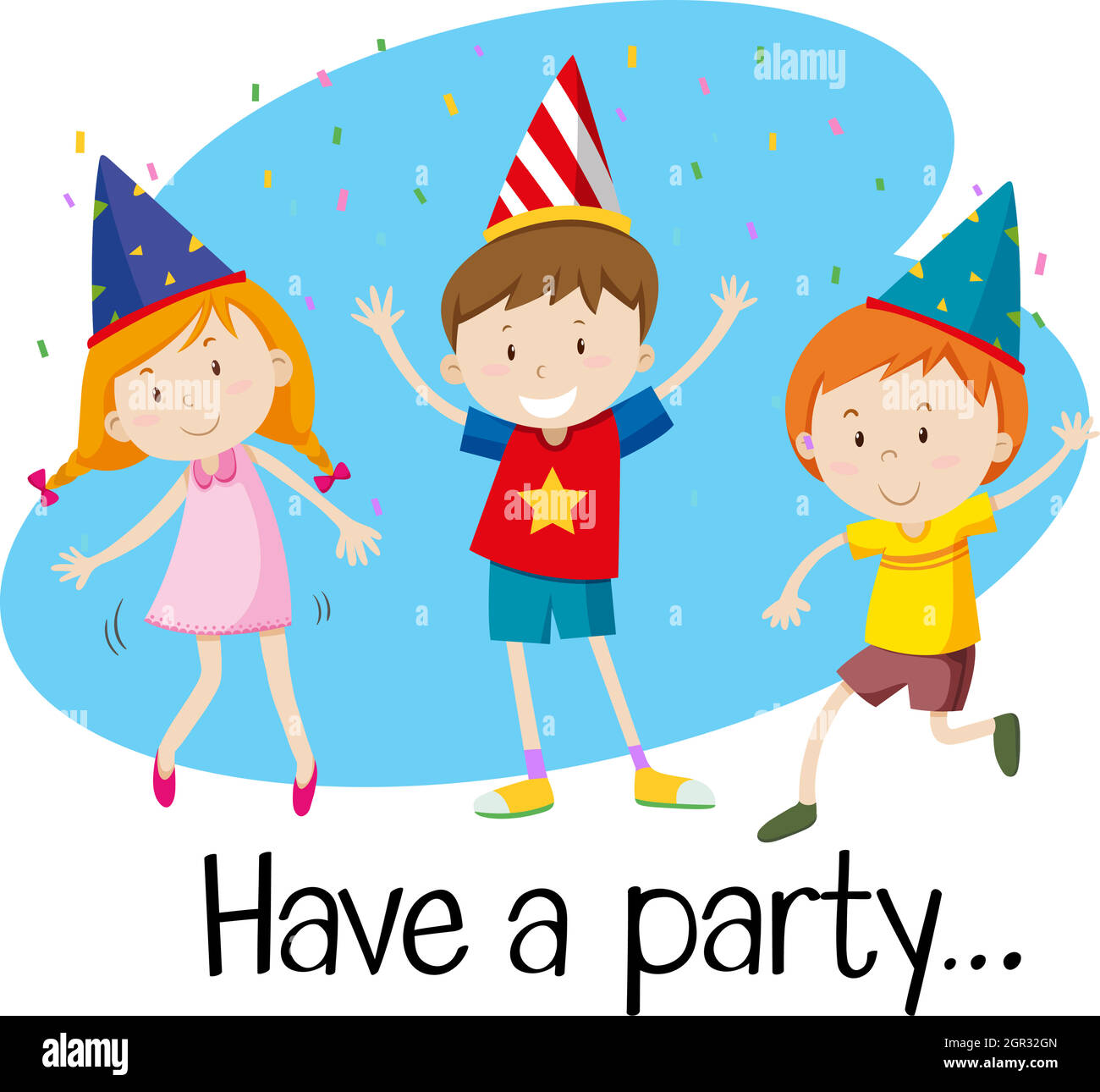 Three kids having party Stock Vector Image & Art - Alamy