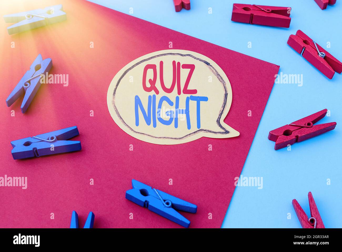 Text caption presenting Quiz Night. Concept meaning evening test ...