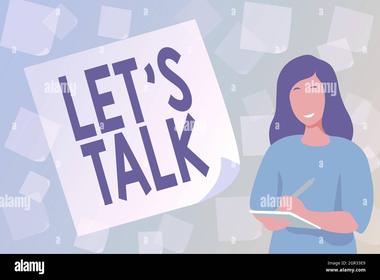 Hand writing sign Let S Talk. Business approach they are suggesting ...