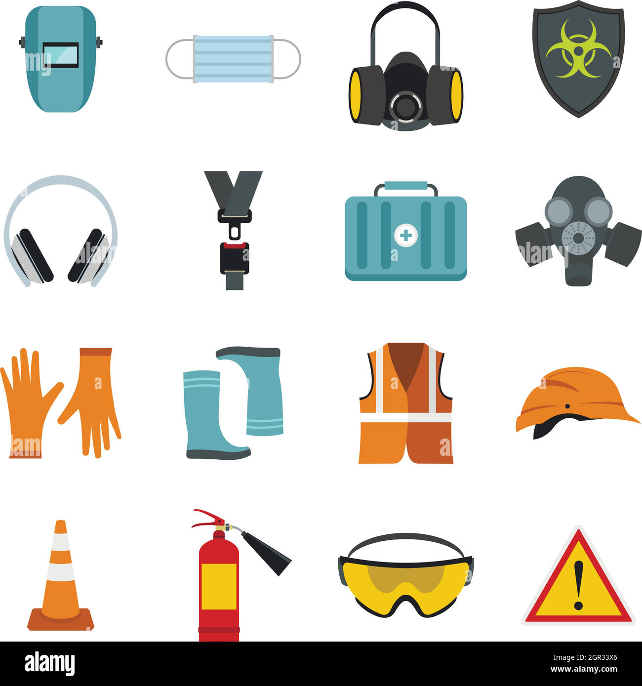 Safety Icons Set Flat Style Stock Vector Image And Art Alamy