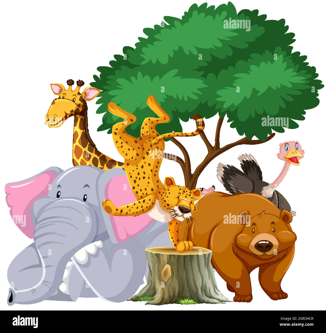 Group of animals under the tree Stock Vector Image & Art - Alamy