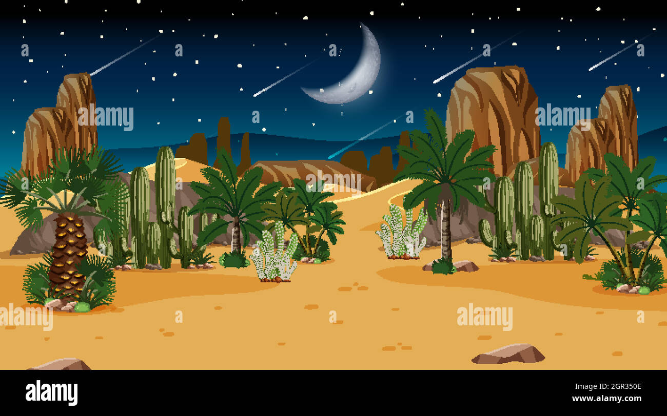 Desert forest landscape at night scene Stock Vector Image & Art - Alamy
