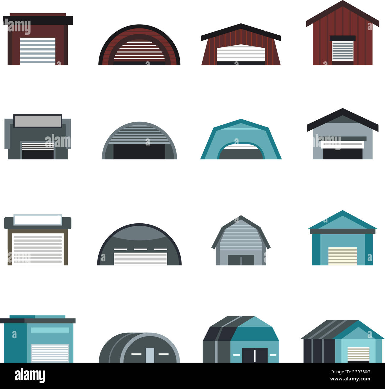 Hangar icons set, flat style Stock Vector Image & Art - Alamy