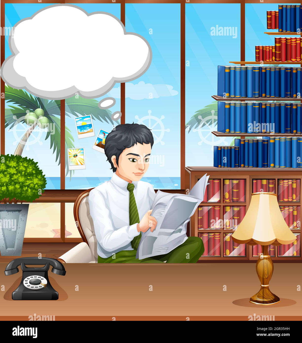 Reading man in interior Stock Vector Images - Alamy